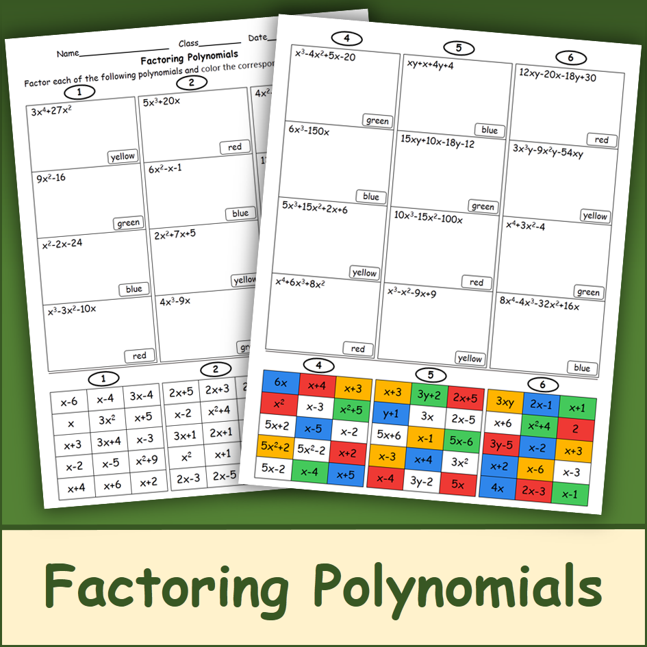 Factoring Polynomials Color Mosaic - Amped Up Learning