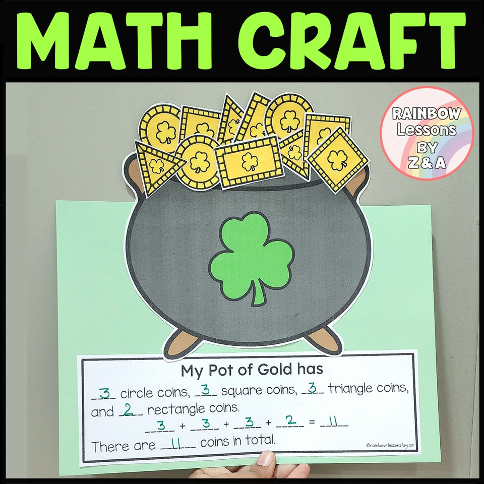 St Patricks Day Math Craft Kindergarten | Math Centers Activity | Pot ...