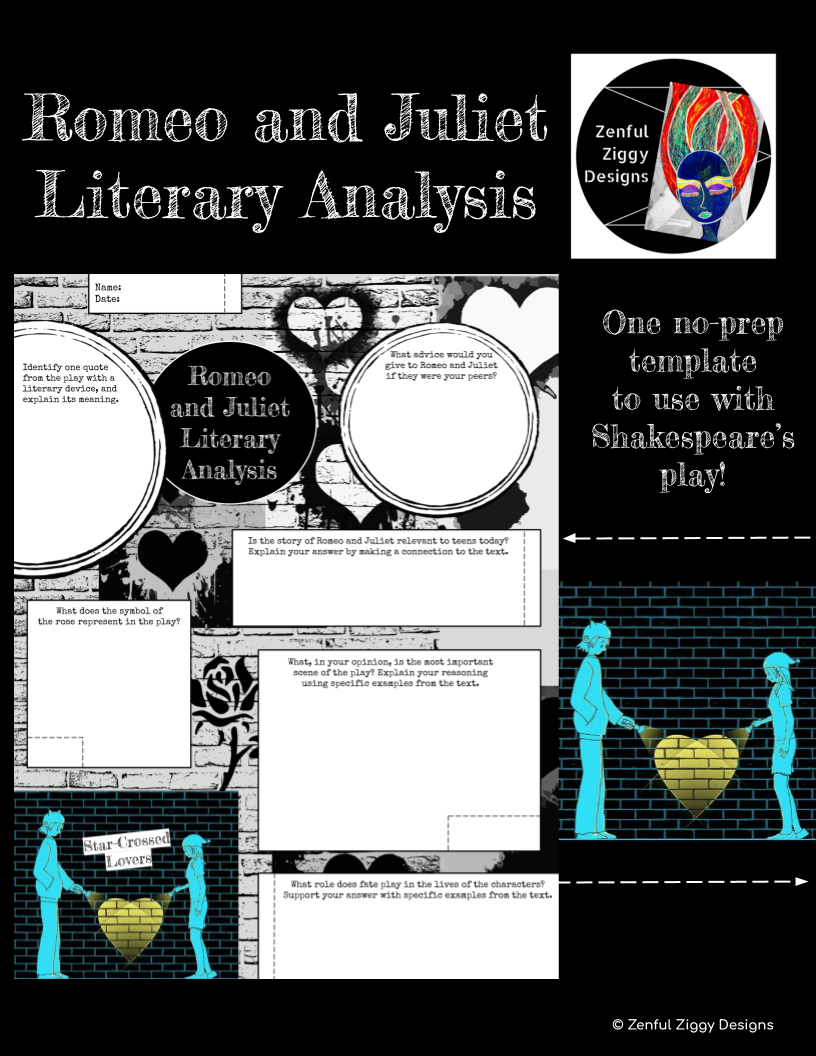 Romeo and Juliet Literary Analysis- Assessment, Review, Essay Pre ...