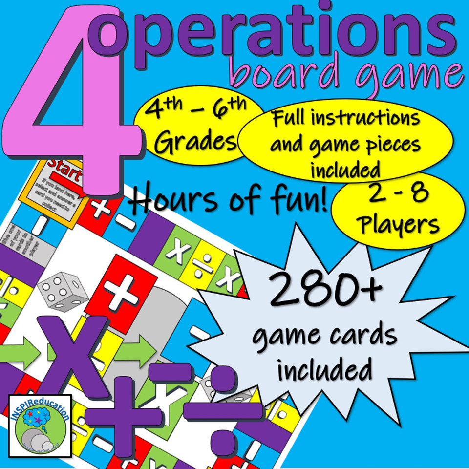 Maths Four Operation Board Game - for up to 8 players - Amped Up Learning