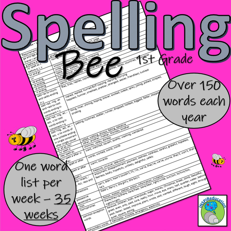 1st Grade Spelling Bee - All You Need - Amped Up Learning