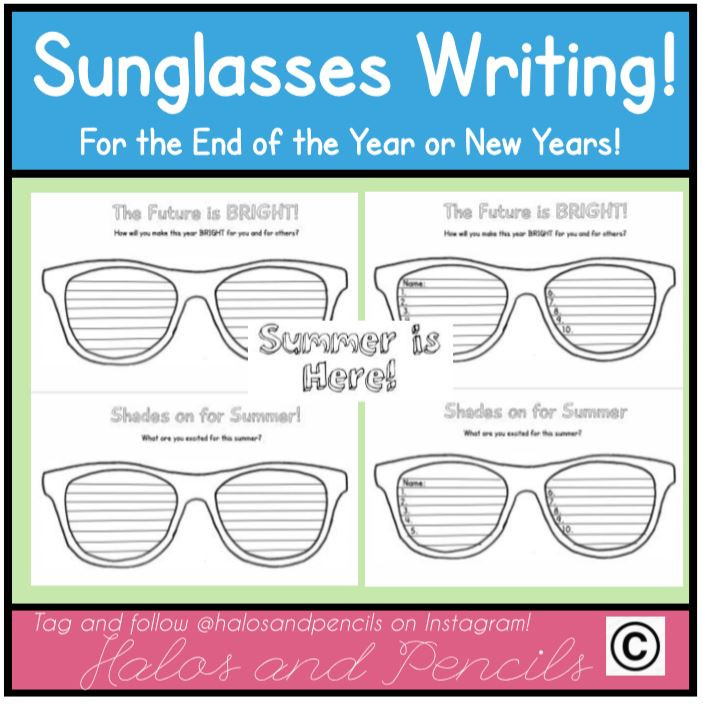 Sunglasses End of Year Writing Activity - Amped Up Learning