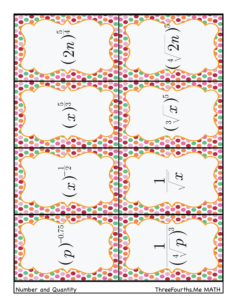 GO FISH Rational Exponents and Radical Expressions Activity - Amped Up ...