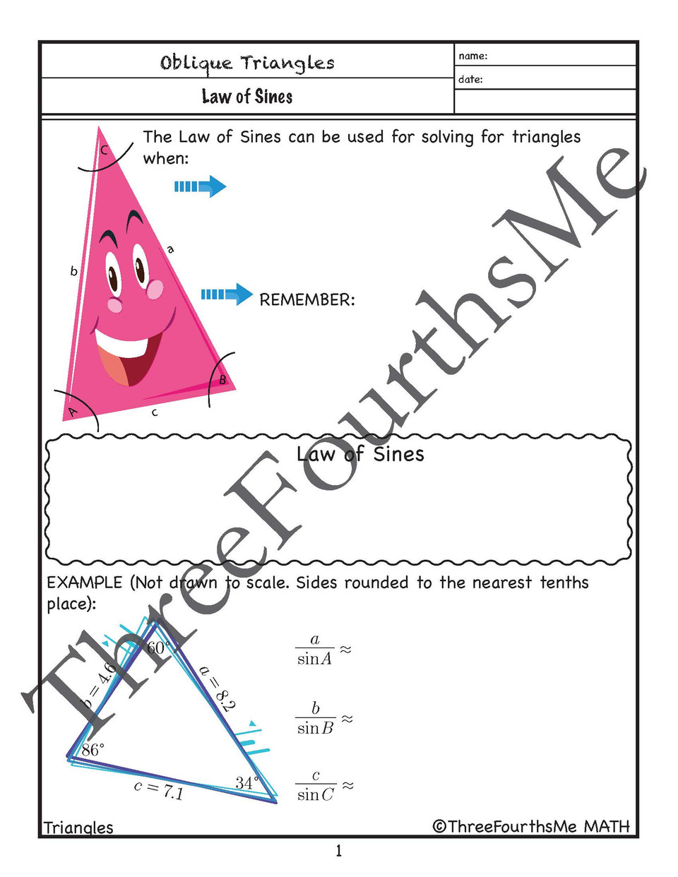 Law of Sines Scaffolded Notes - Amped Up Learning