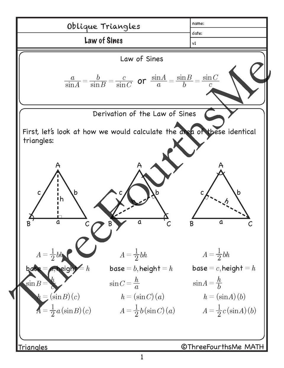 Law of Sines Derivation Notes - Amped Up Learning
