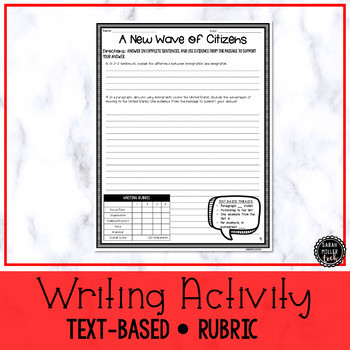 Immigration in the 1900s | Reading & Writing Activity - Amped Up Learning