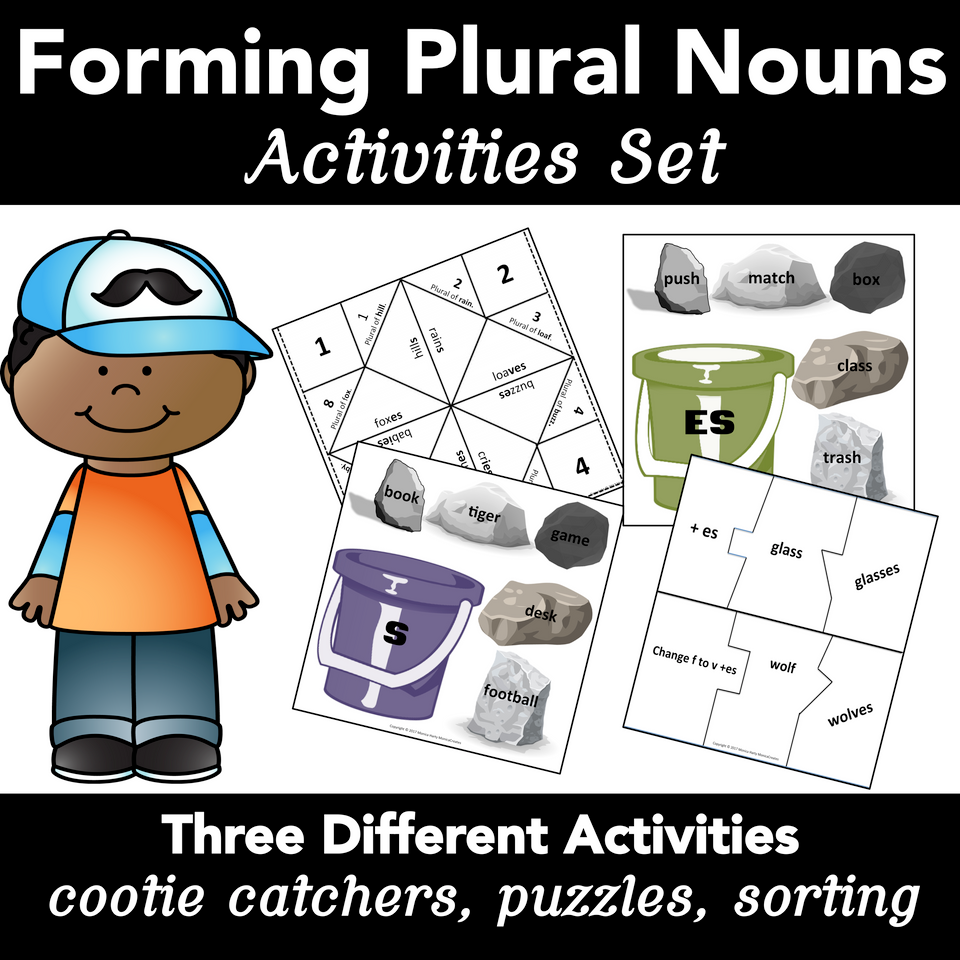 Forming Plurals: (-s, -es -ies,-ves) - L.1.1.C BUNDLE - Amped Up Learning