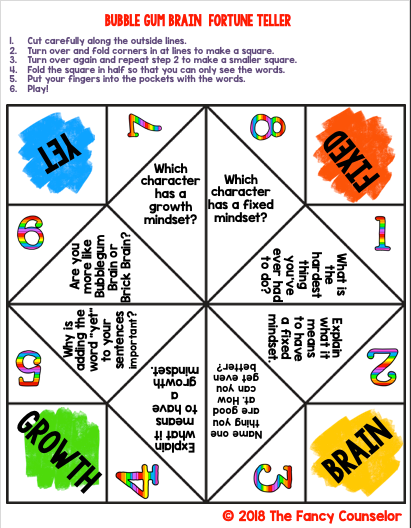 Bubblegum Brain by Julia Cook Growth MIndset Story Extension Activity ...