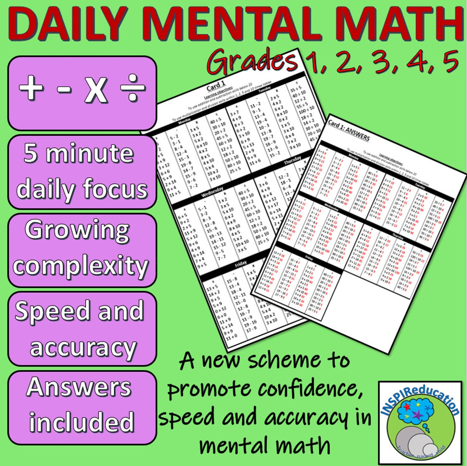Daily Mental Math Challenge - Four Operations, over 1000 questions ...