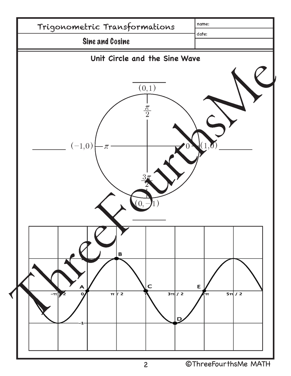 Transformations Sine and Cosine Scaffolded Notes with Classwork - Amped ...