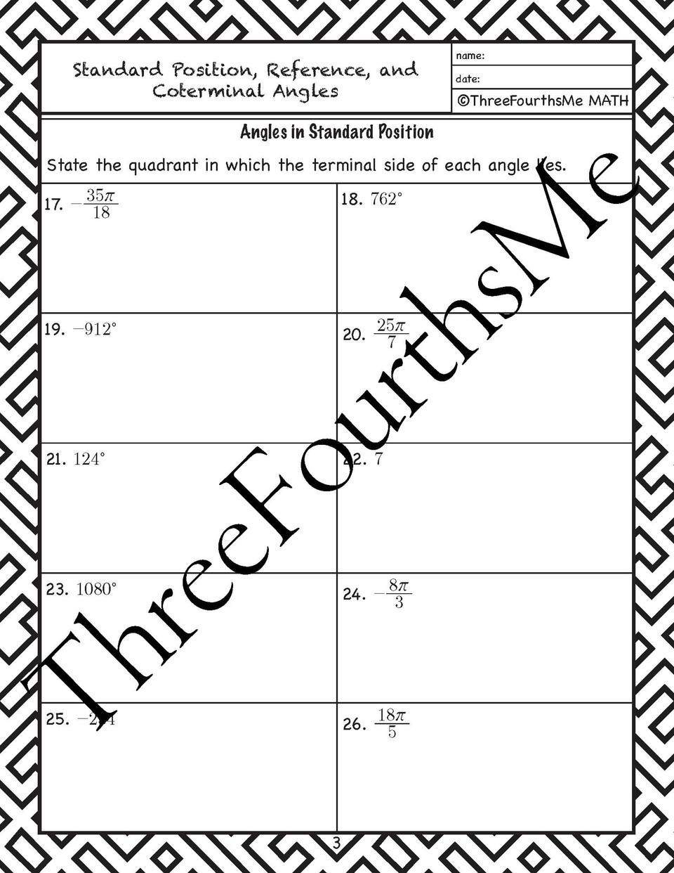 Angles in Standard Position, Coterminal Angles, and Reference Angles ...