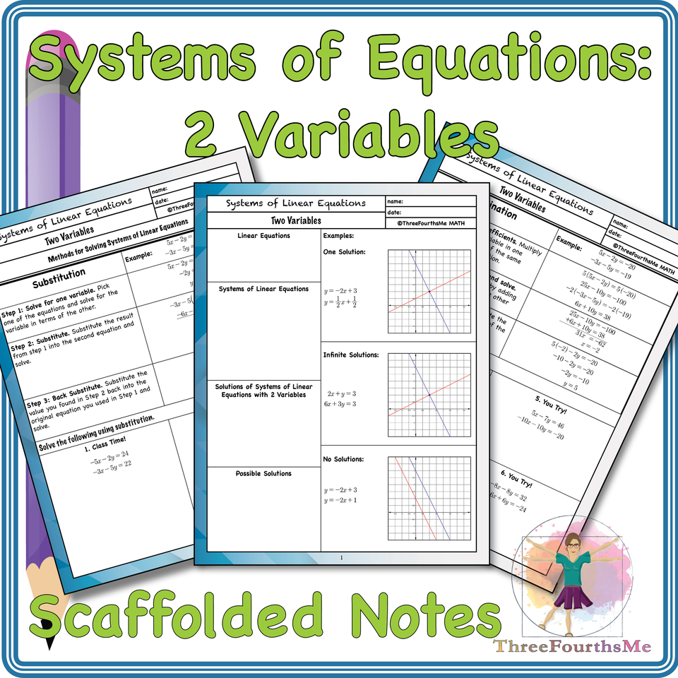 Systems of Equations: 2 Variables Scaffolded Notes - Amped Up Learning