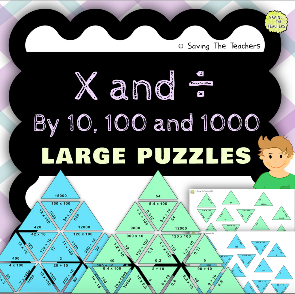 Multiplying and Dividing by 10, 100, and 1000 Large and Small Tarsia ...