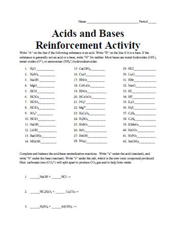 Acids and Bases Reinforcement Activity - Amped Up Learning