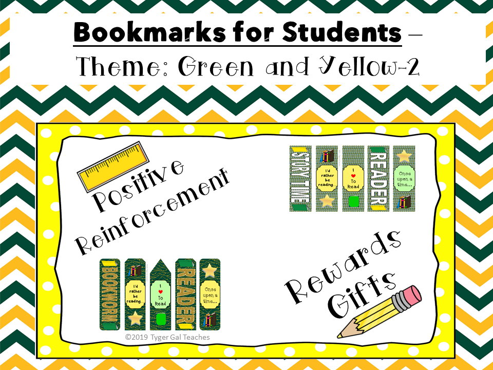 Bookmarks - Green and Gold Theme (Part 2) - Amped Up Learning