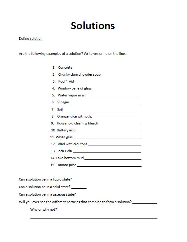 Mixtures, Compounds, and Solutions, oh My! Classification Worksheet ...