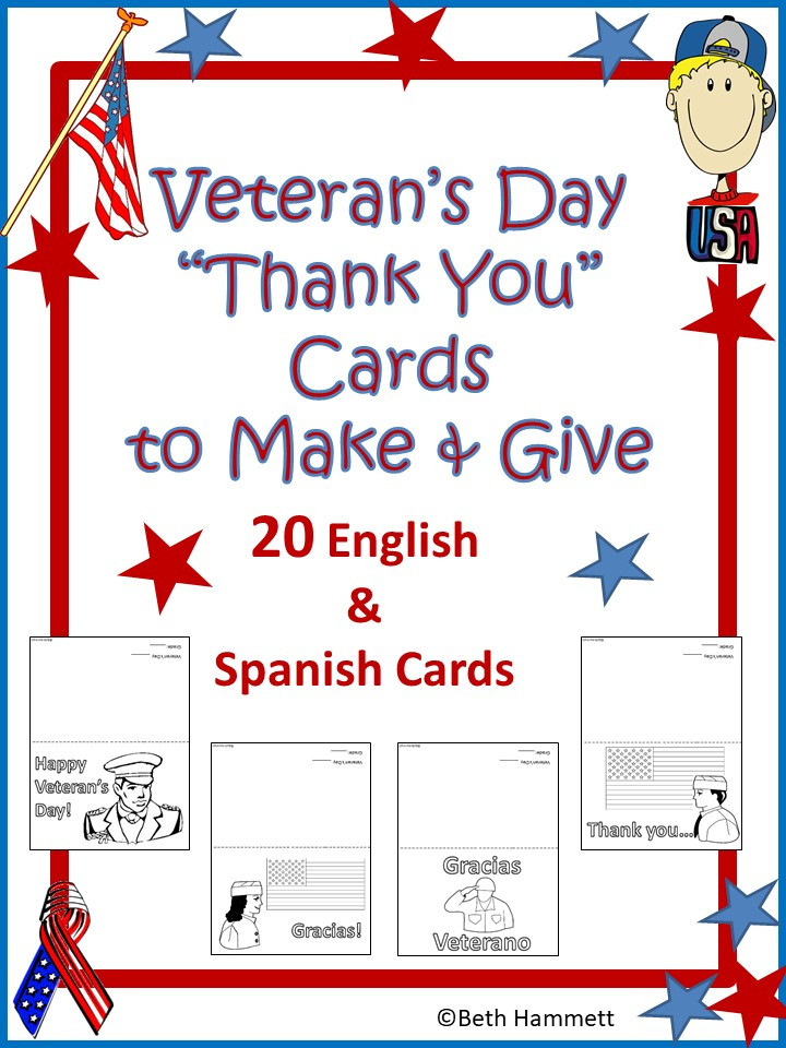 Veteran's Day Thank You Cards (English and Spanish) - Amped Up Learning