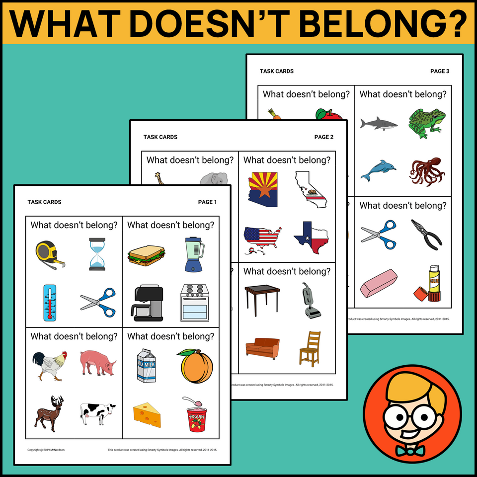 What Doesn't Belong Task Cards - Level 2 - Amped Up Learning