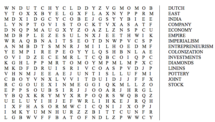 Dutch East India Company WORD SEARCH - Amped Up Learning