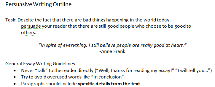 The Diary of Anne Frank- Persuasive Essay Outline - Amped Up Learning