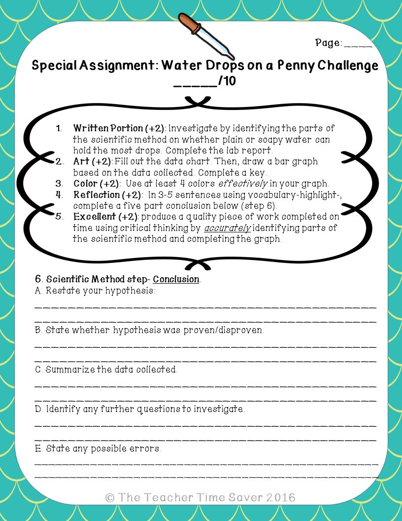 Water Drops on a Penny Lab Activity Printable - FREE - Amped Up Learning