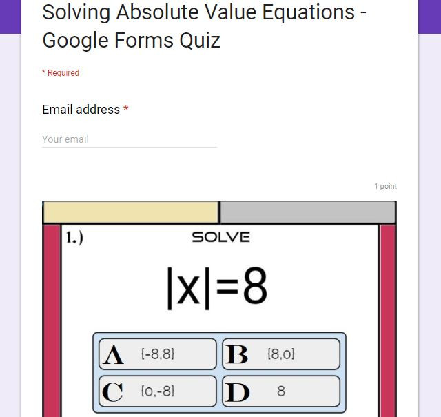 Solving Quadratic Equations by Factoring: Google Forms Quiz - 20 ...