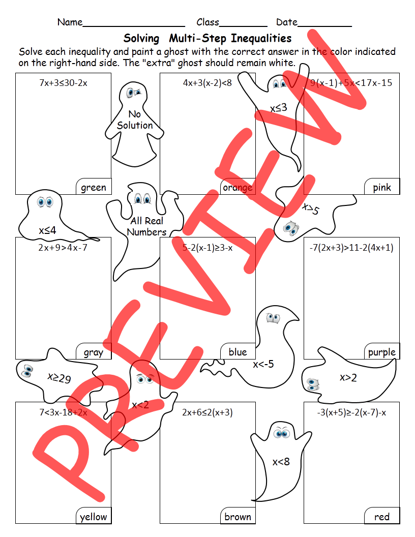 Solving Inequalities Halloween