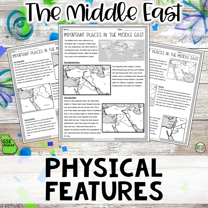 Geography: Physical Features in Southwest Asia Reading Packet (SS7G5a ...
