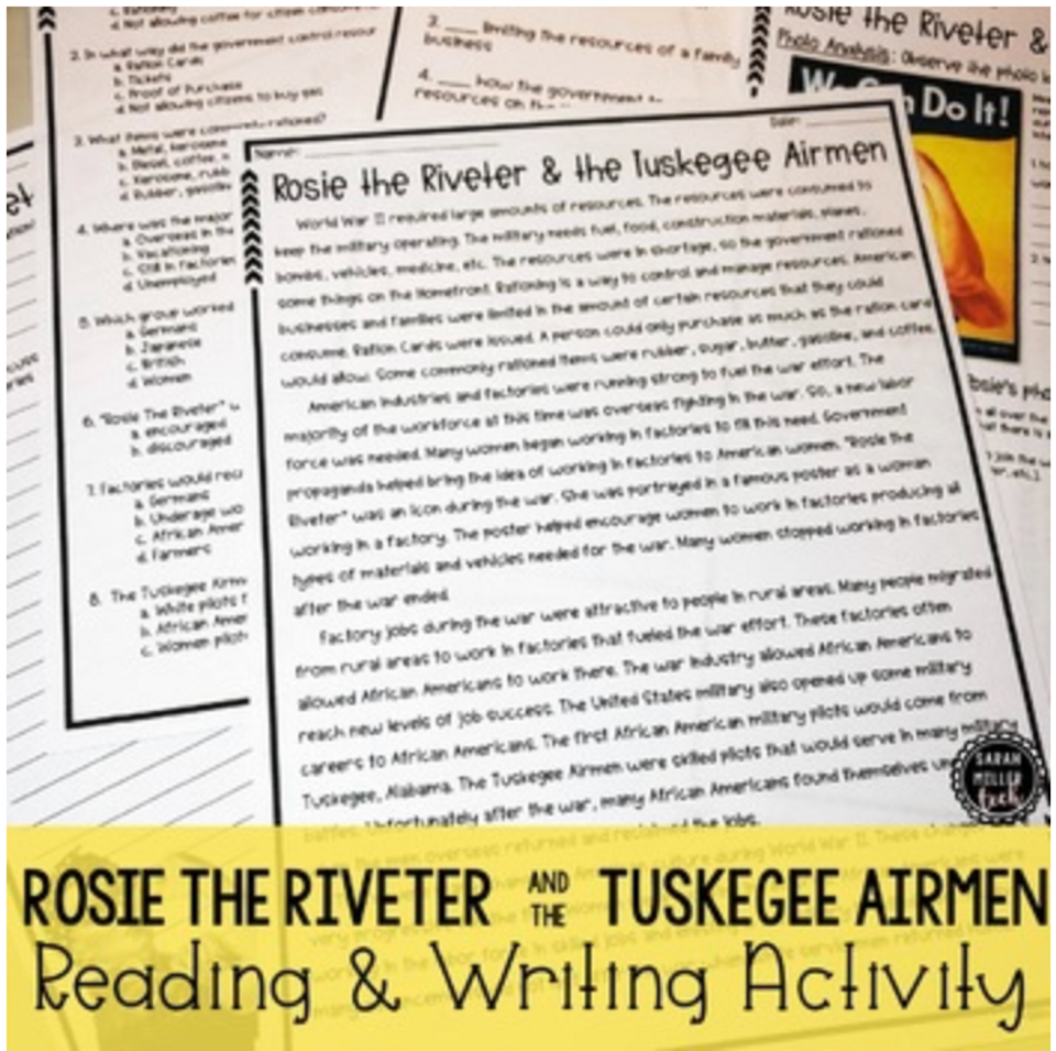 Rosie the Riveter & Tuskegee Airmen Reading Activity Packet (SS5H4e ...