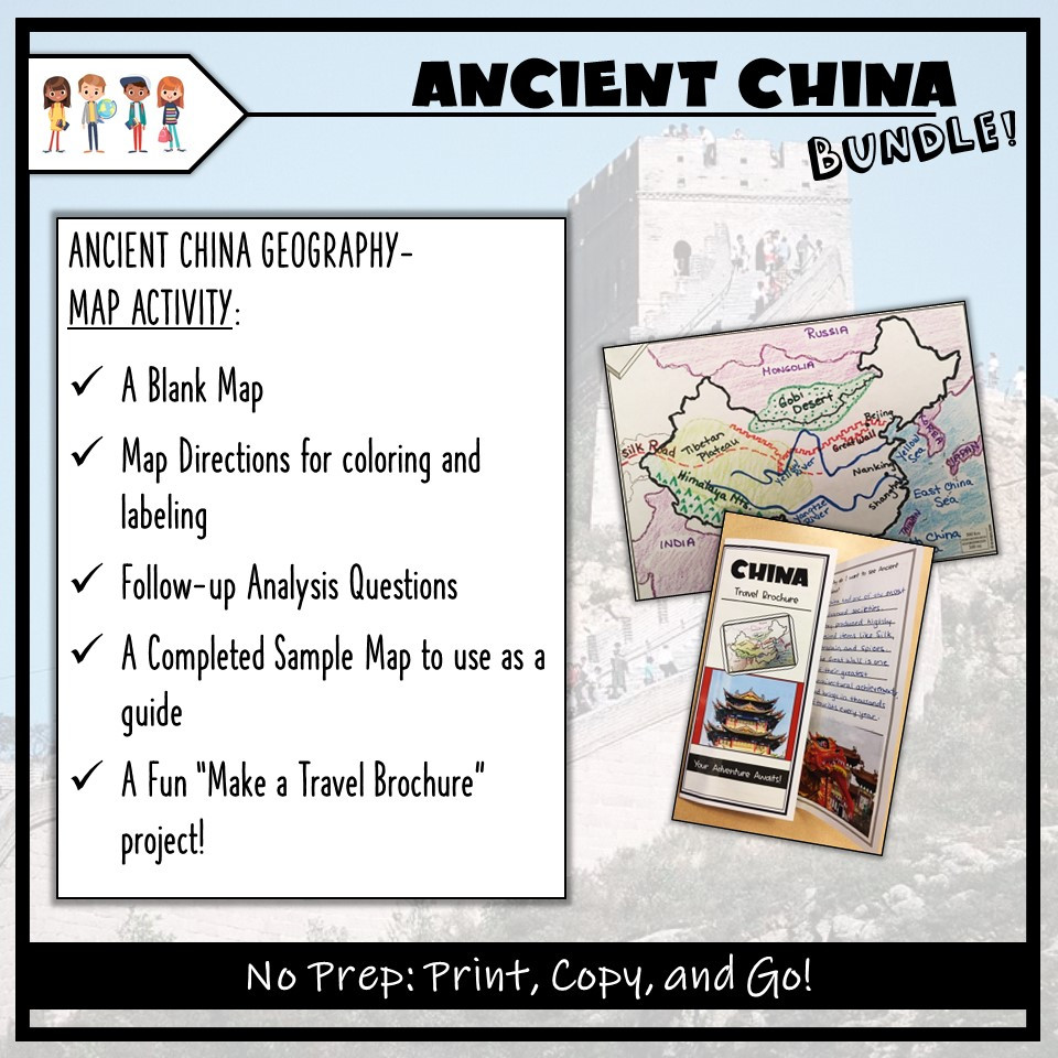Ancient China Map Activity, Reading Comprehension, and Bio's Research ...