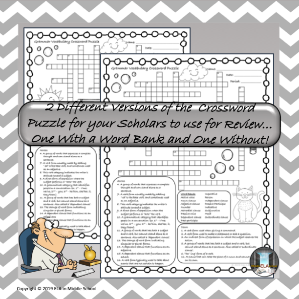 Grammar Crosswords (and Doodles!) 3 Verb Structure and Clauses - Amped ...