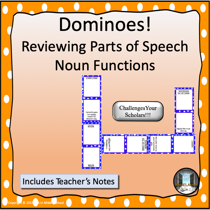 Dominoes! Reviewing Parts of Speech Noun Functions