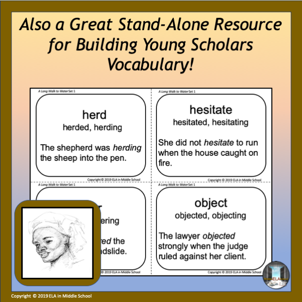 "A Long Walk to Water" Vocabulary Flash Cards and Word Wall Set 1 ...
