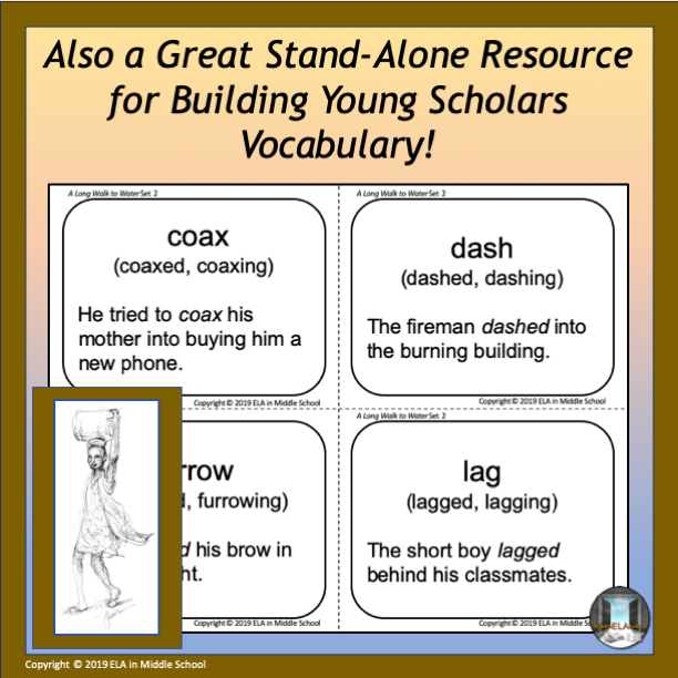 A Long Walk to Water Vocabulary Flashcards and Word Wall Set 2 - Amped ...