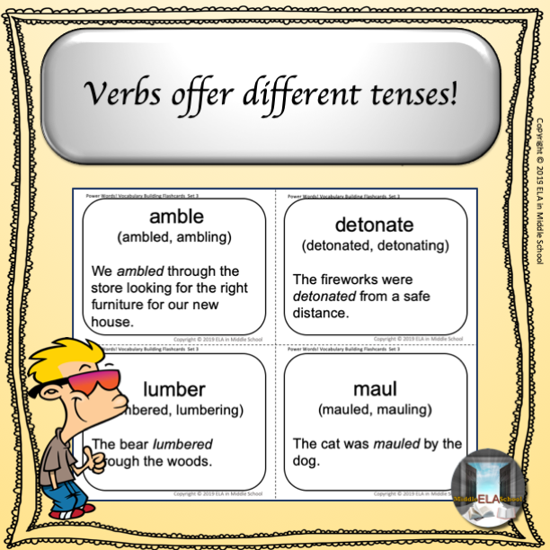 Power Words! Vocabulary Building Flashcards and Word Wall Set 3 - Amped ...