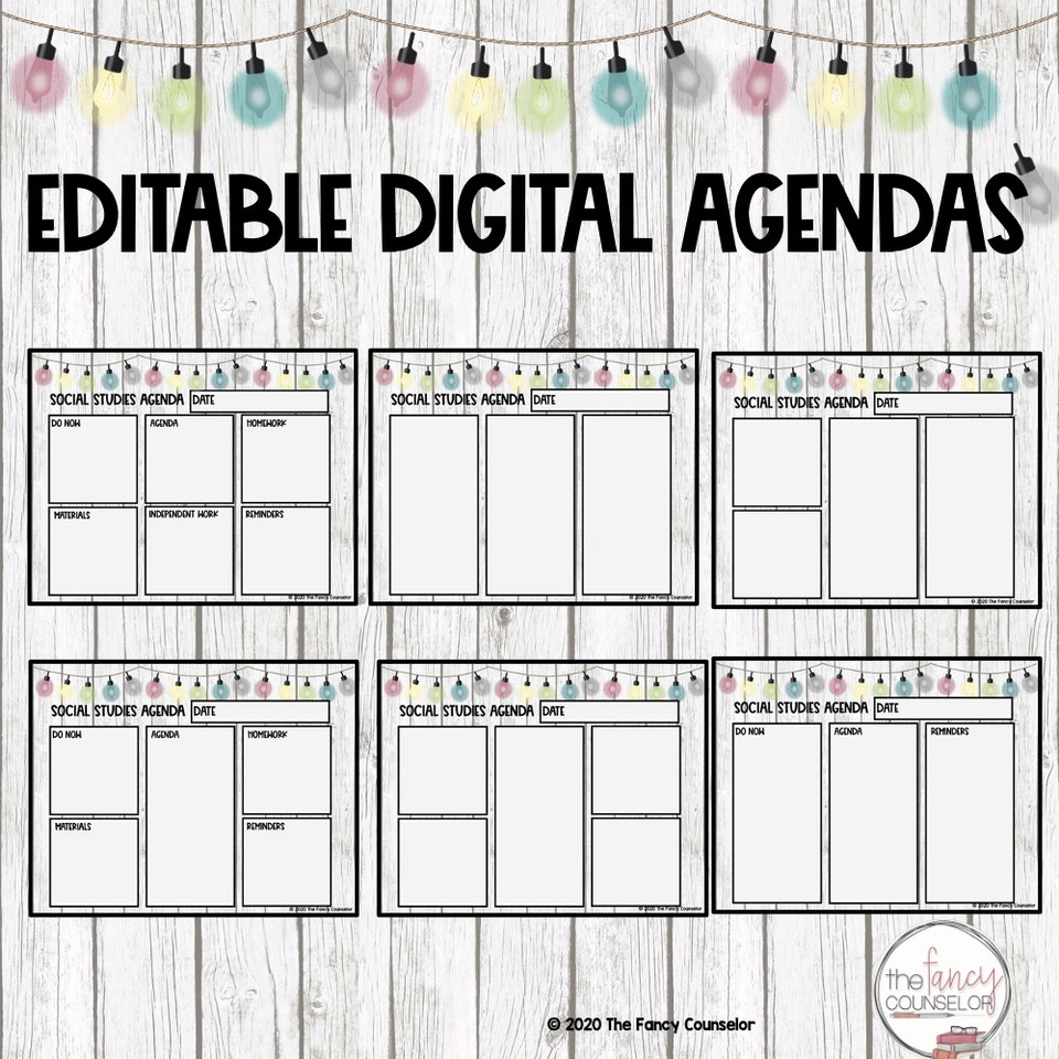 Editable Digital Agenda for Distance Learning - Amped Up Learning