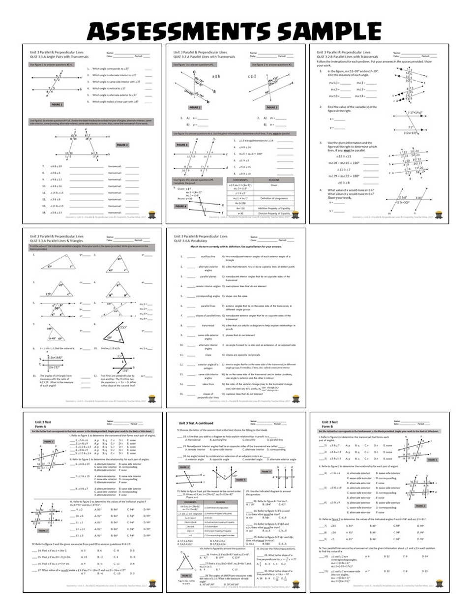 Parallel & Perpendicular Lines (Geometry - Unit 3)