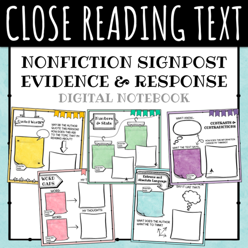 Close Reading Signposts: Digital Log for Nonfiction Text