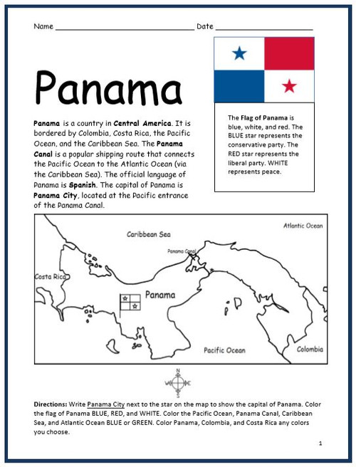 Color and Learn Geography - Panama - Amped Up Learning
