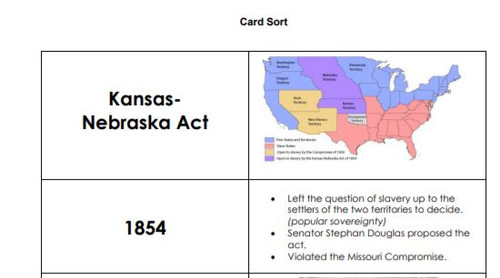 Causes of the Civil War Card Sort - Amped Up Learning