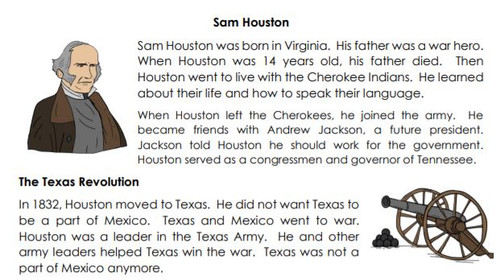 Sam Houston: The First President of Texas Differentiated Readings ...