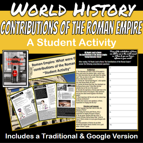 World History | Roman Empire | Contributions of the Romans | Reading ...