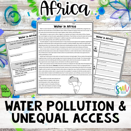 Water Pollution & Unequal Access Reading Activity Packet (SS7G2, SS7G2a ...