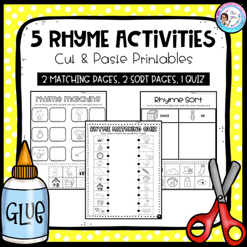 5 Rhyme Activities: Cut & Paste Printables - Amped Up Learning