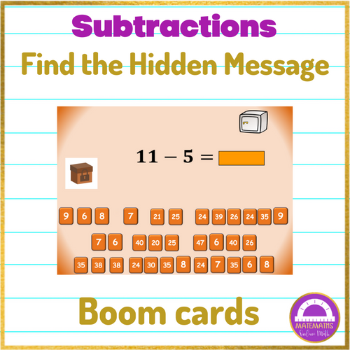 BOOM CARDS Subtraction Activity Find the Hidden Message - Amped Up Learning