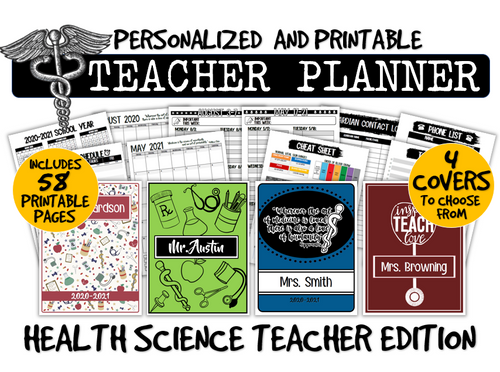 Health Science Teacher Planner- Ready to Print and Customize! - Amped ...