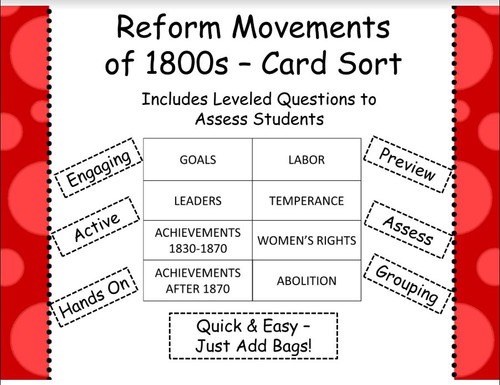 Reform Movement Card Sort - FREE - Amped Up Learning
