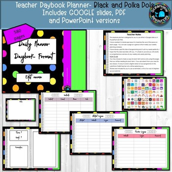 Teacher Planner Binder- Black with bright polka dots - Amped Up Learning