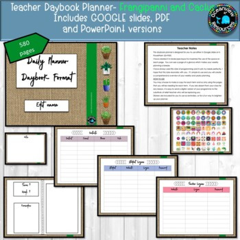 Daybook Planner for Teachers- BURLAP AND CACTUS - Amped Up Learning