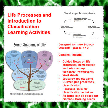 Life Processes/Intro to Classification Learning Activities (Distance ...